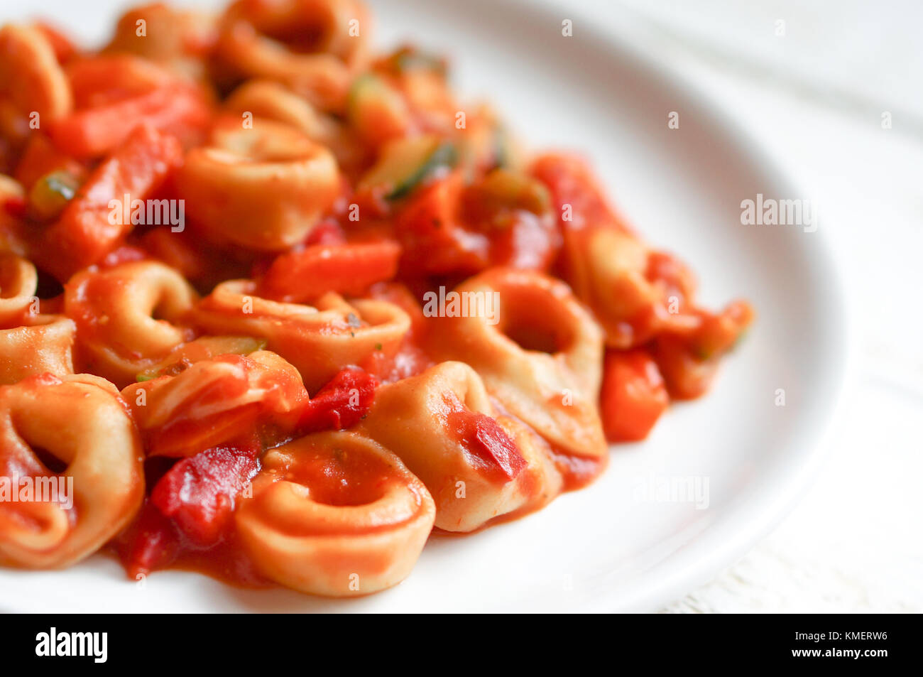 Tortellini Primavera Parmesan In Marinara Sauce On Wooden Rustic ...