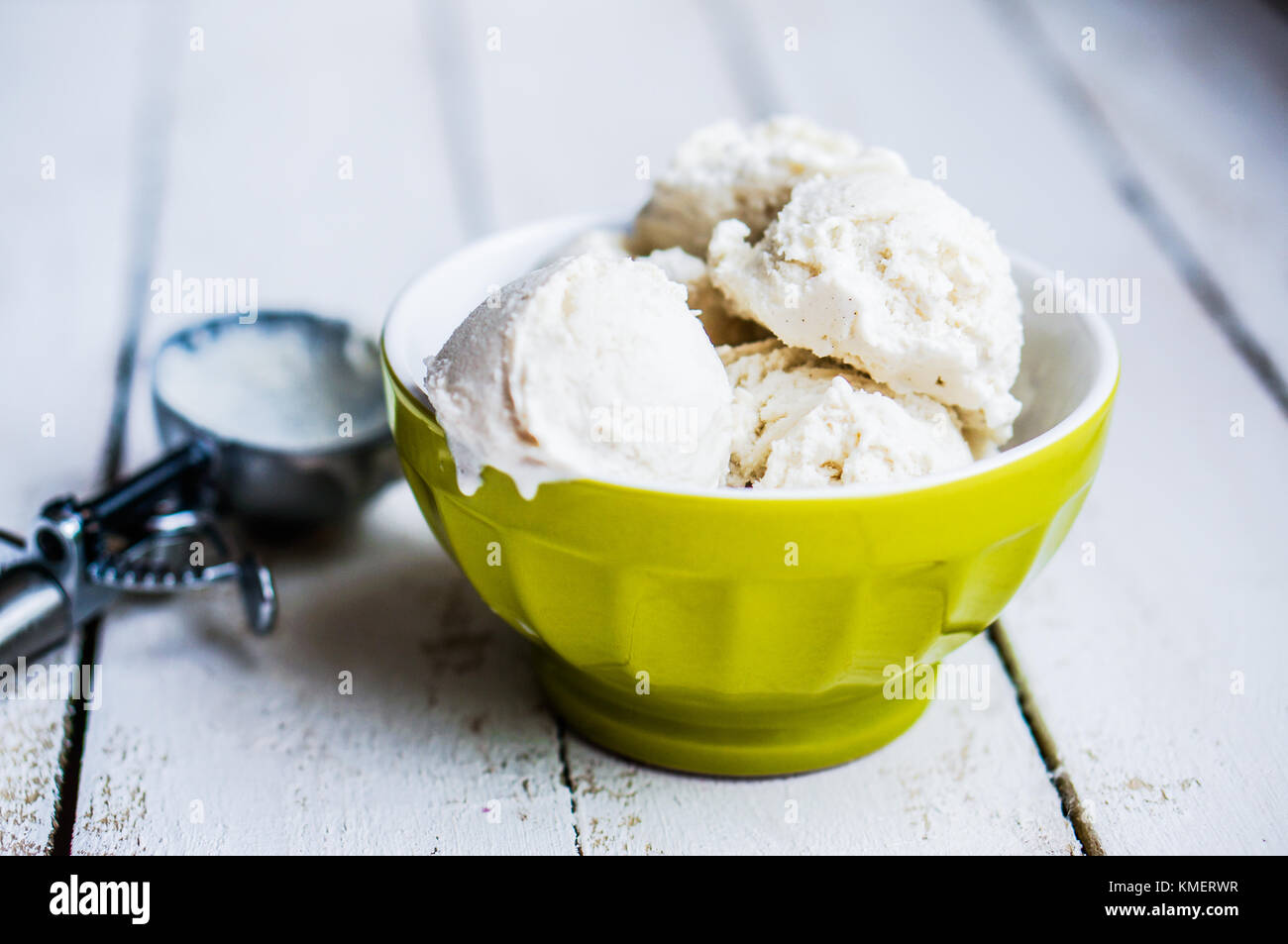 Vanilla Icecream On White Background Stock Photo - Alamy