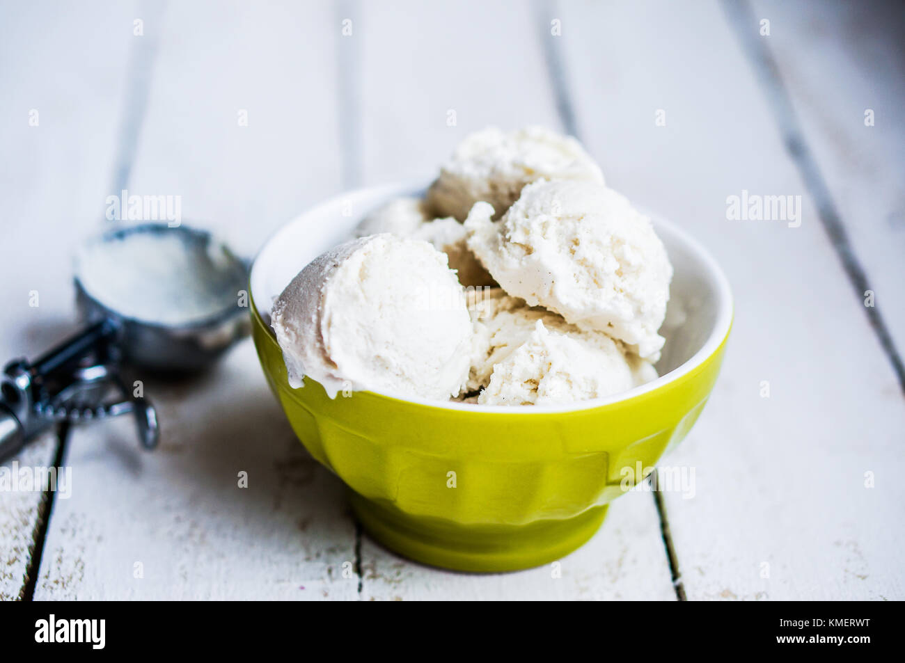 Vanilla Icecream On White Background Stock Photo - Alamy