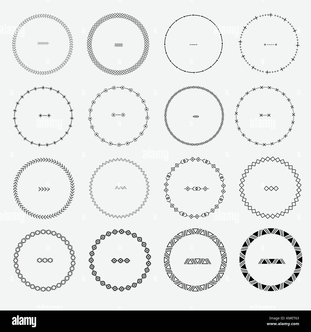 Vector Set Of Round Frames For Decoration. Handmade Vector Illustration ...