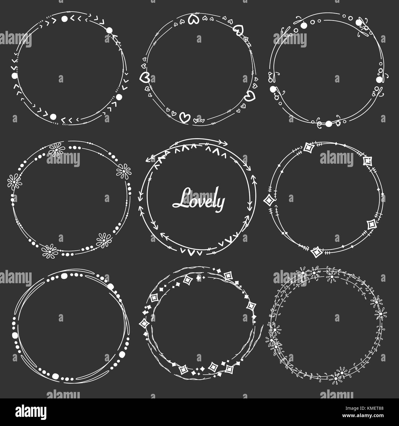 Vector Set Of Dividers Round Frames For Decoration. Handmade Vector ...