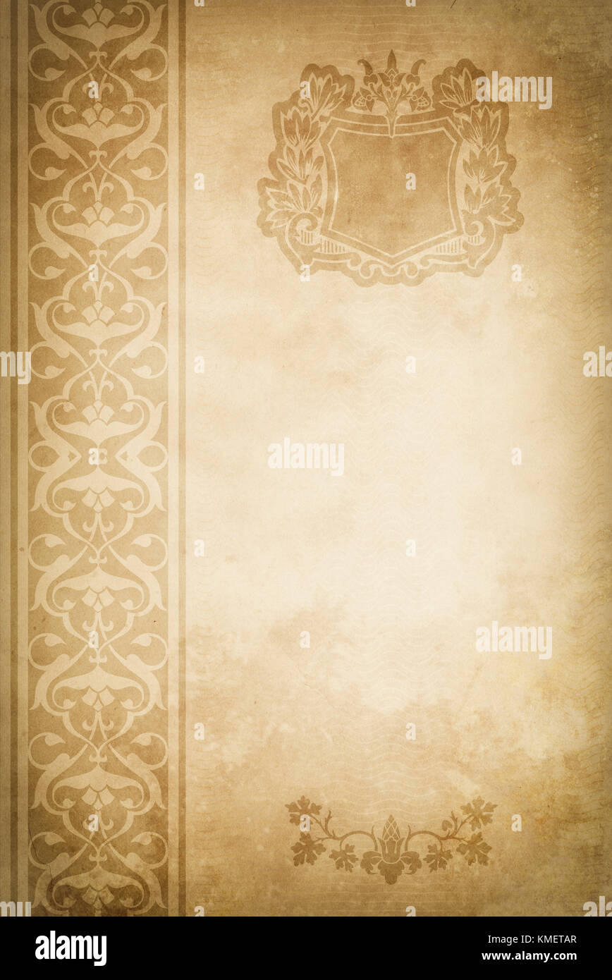 Old paper background with old-fashioned patterns,frame and space for ...