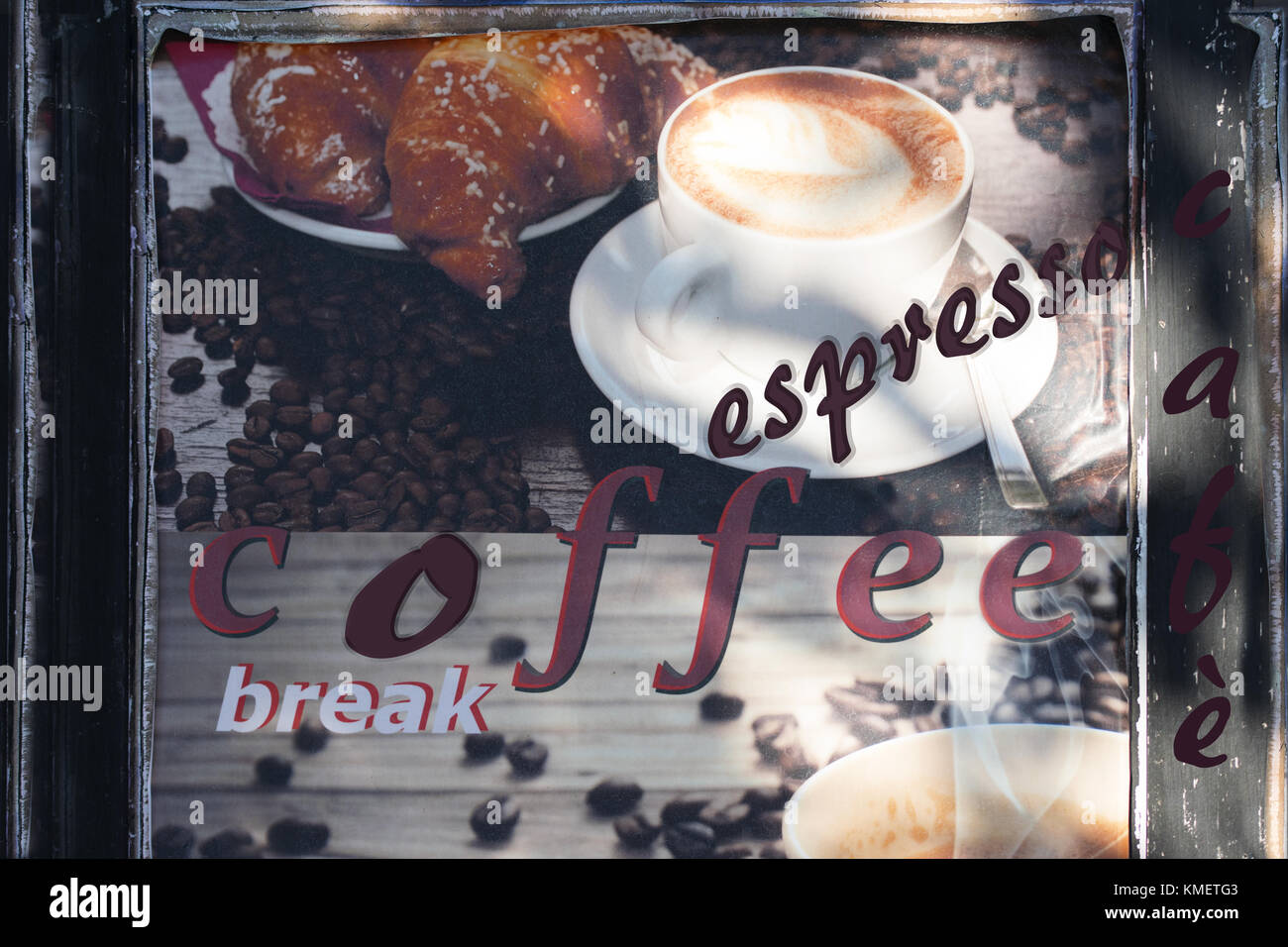 concept of coffee break and bar with a board with the written Stock ...