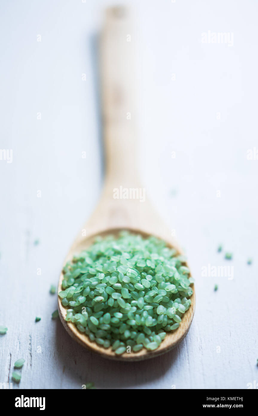 Jade Pearl Rice On Wooden Background Stock Photo - Alamy