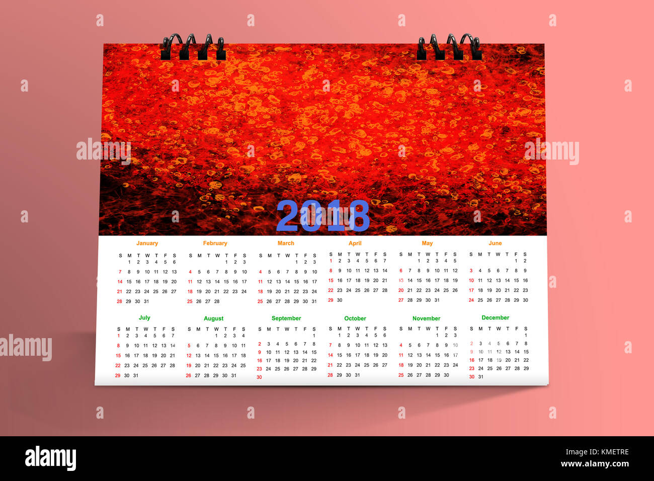 2018 desktop calendar isolated on gray background . 3D illustration ...