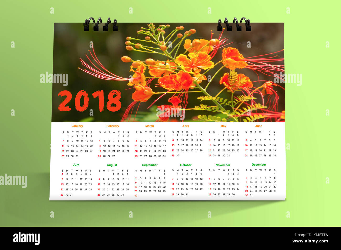 2018 desktop calendar isolated on gray background . 3D illustration ...