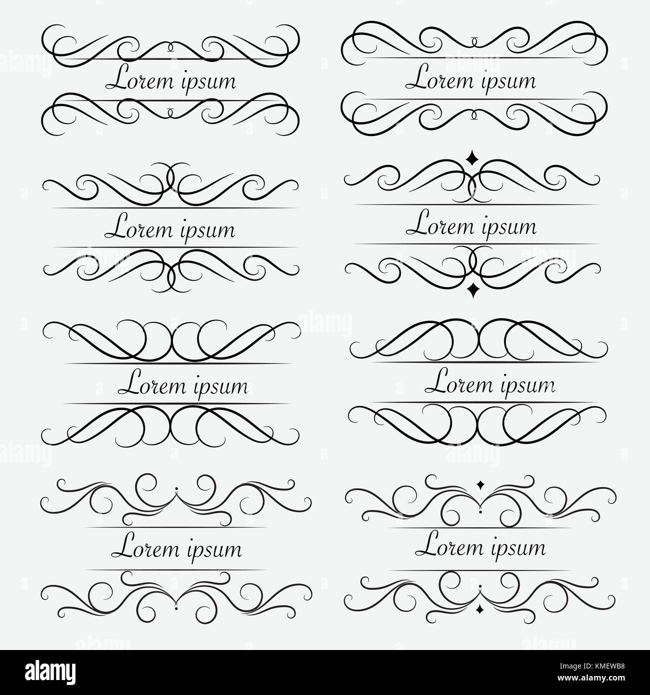 Set Of Decorative Calligraphic Elements For Decoration. Vector ...