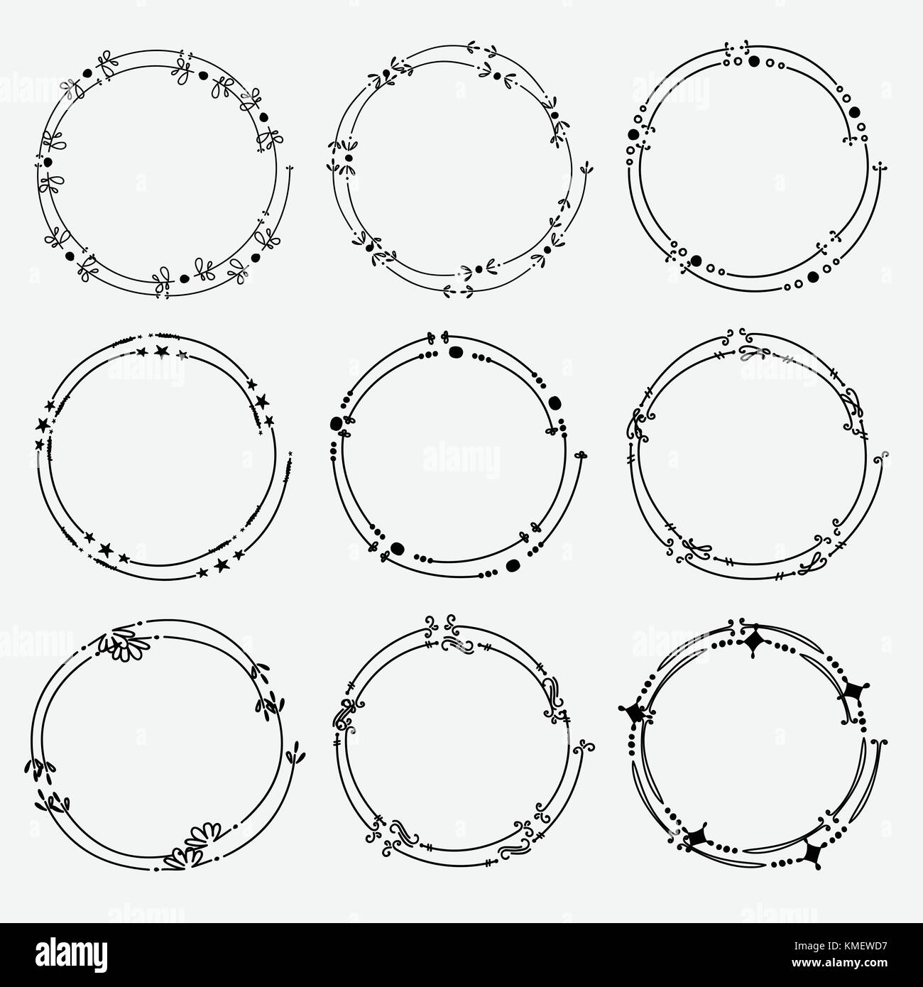 Vector Set Of Dividers Round Frames For Decoration. Handmade Vector ...