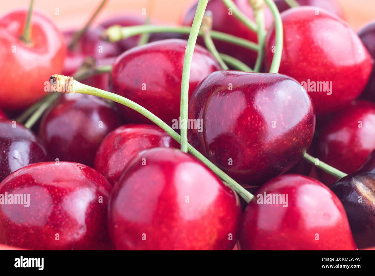 Close up of red cherries Stock Photo - Alamy