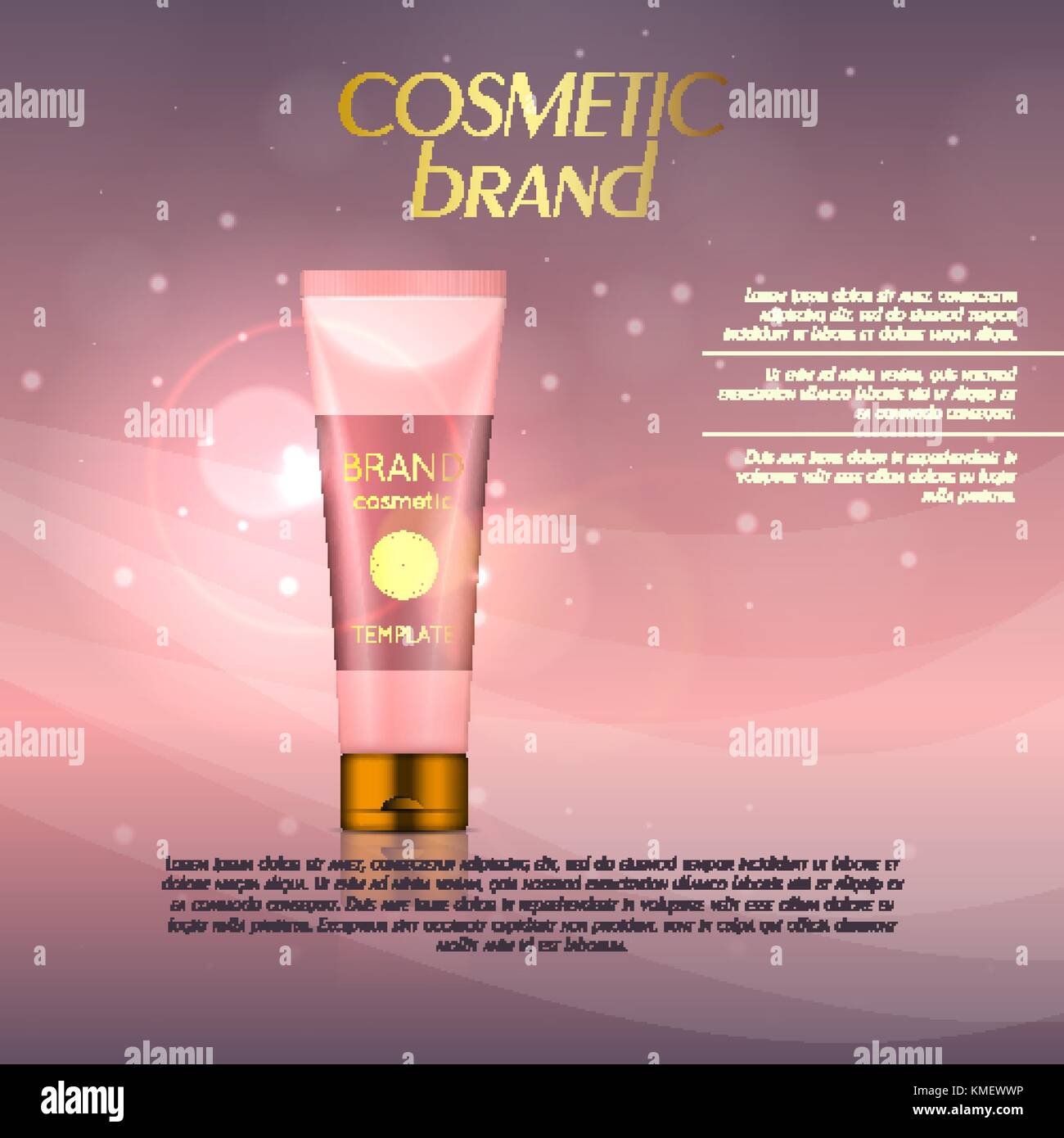 Vector 3D cosmetic illustration on a soft light background with flare ...