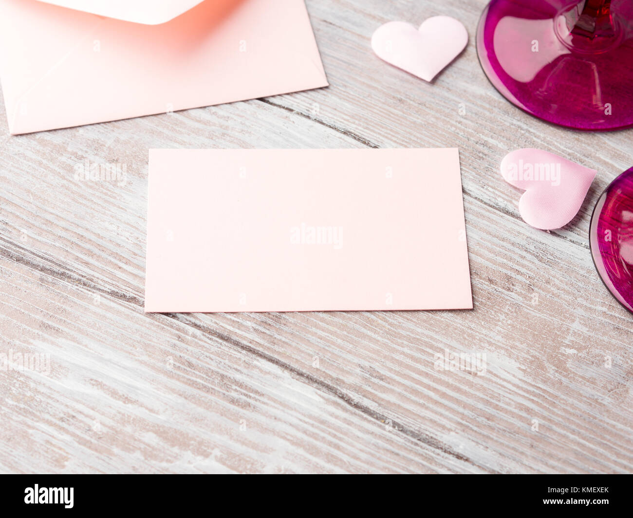 Blank pink paper letter note with hearts to fill with your text on ...
