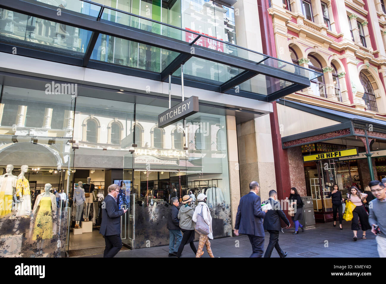 Shoppers in Pitt street Sydney city centre, the main retail street in ...