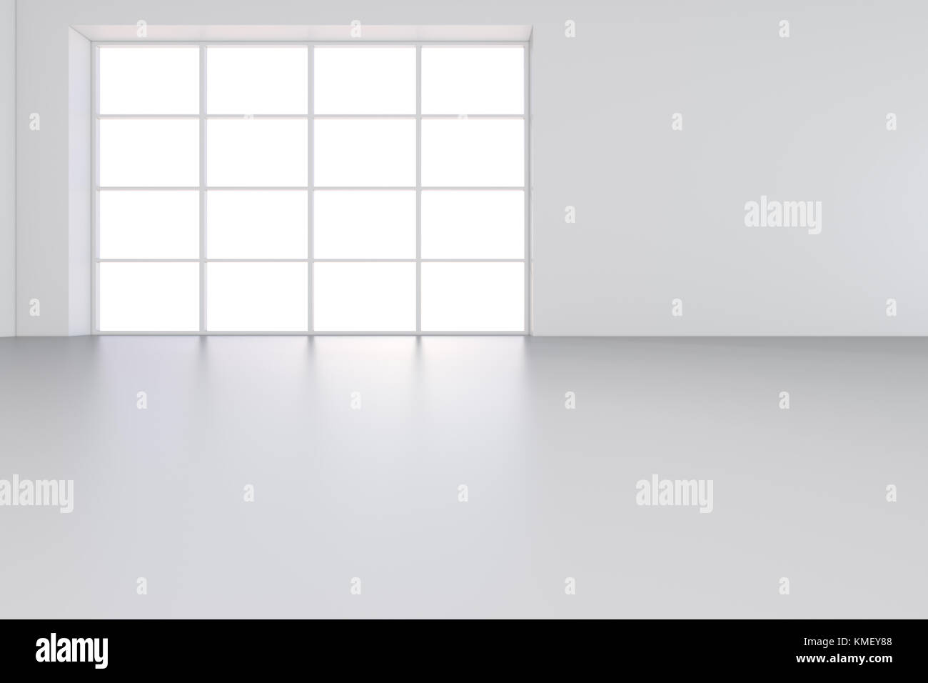 Large room with windows and falling light from the window on the wall ...