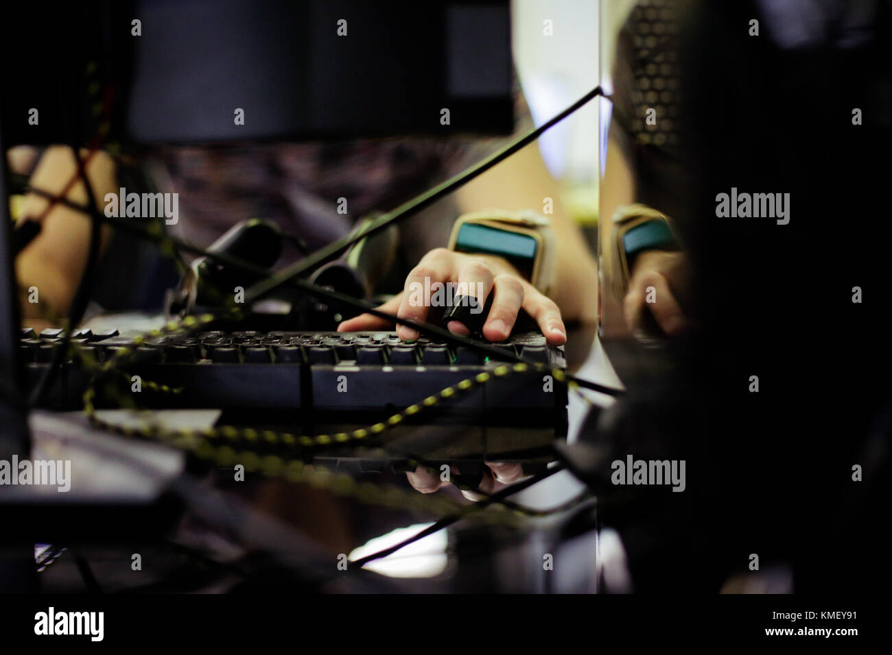 Man uses laptop for coding software Stock Photo - Alamy