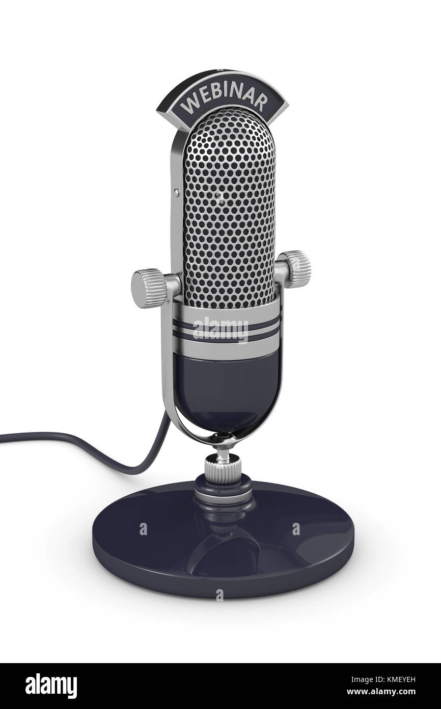 3d render of microphone with webinar text over white background Stock ...