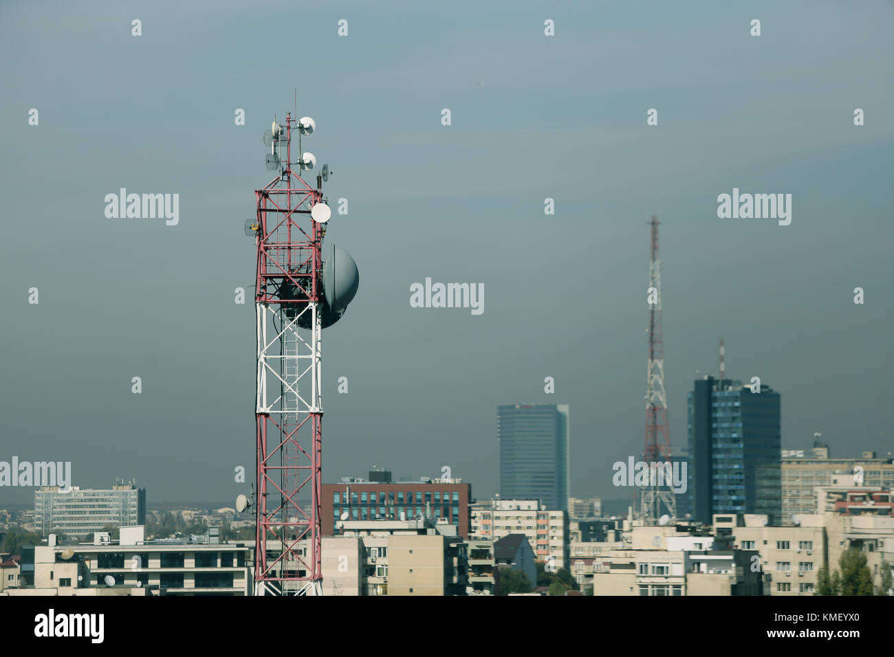 Telecom antennas on a metallic pole Stock Photo - Alamy
