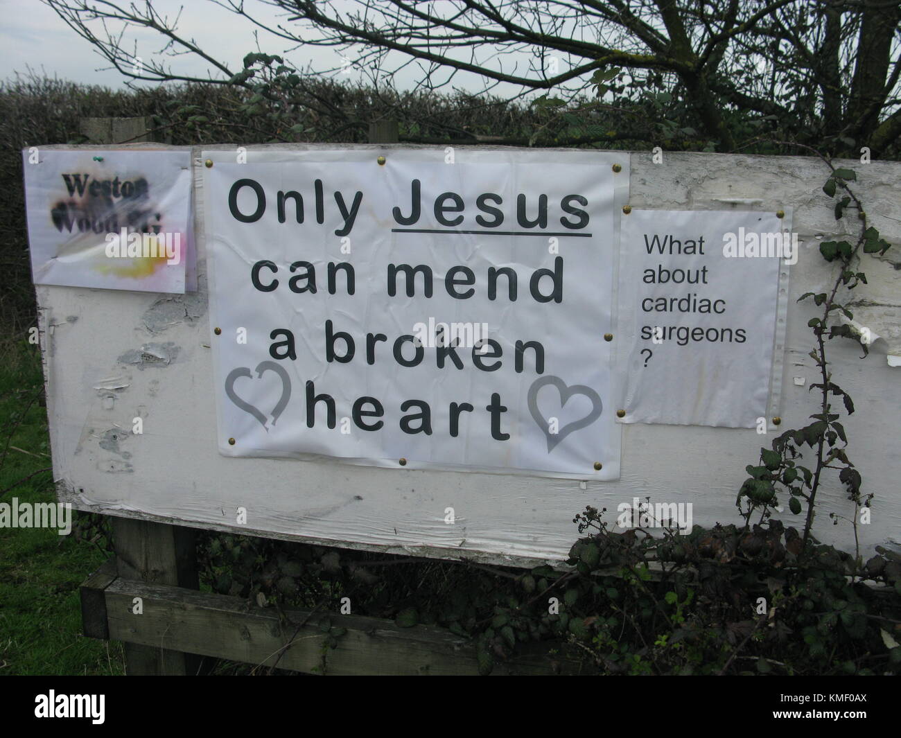 Only Jesus can mend a broken heart sign next to What about cardiac ...
