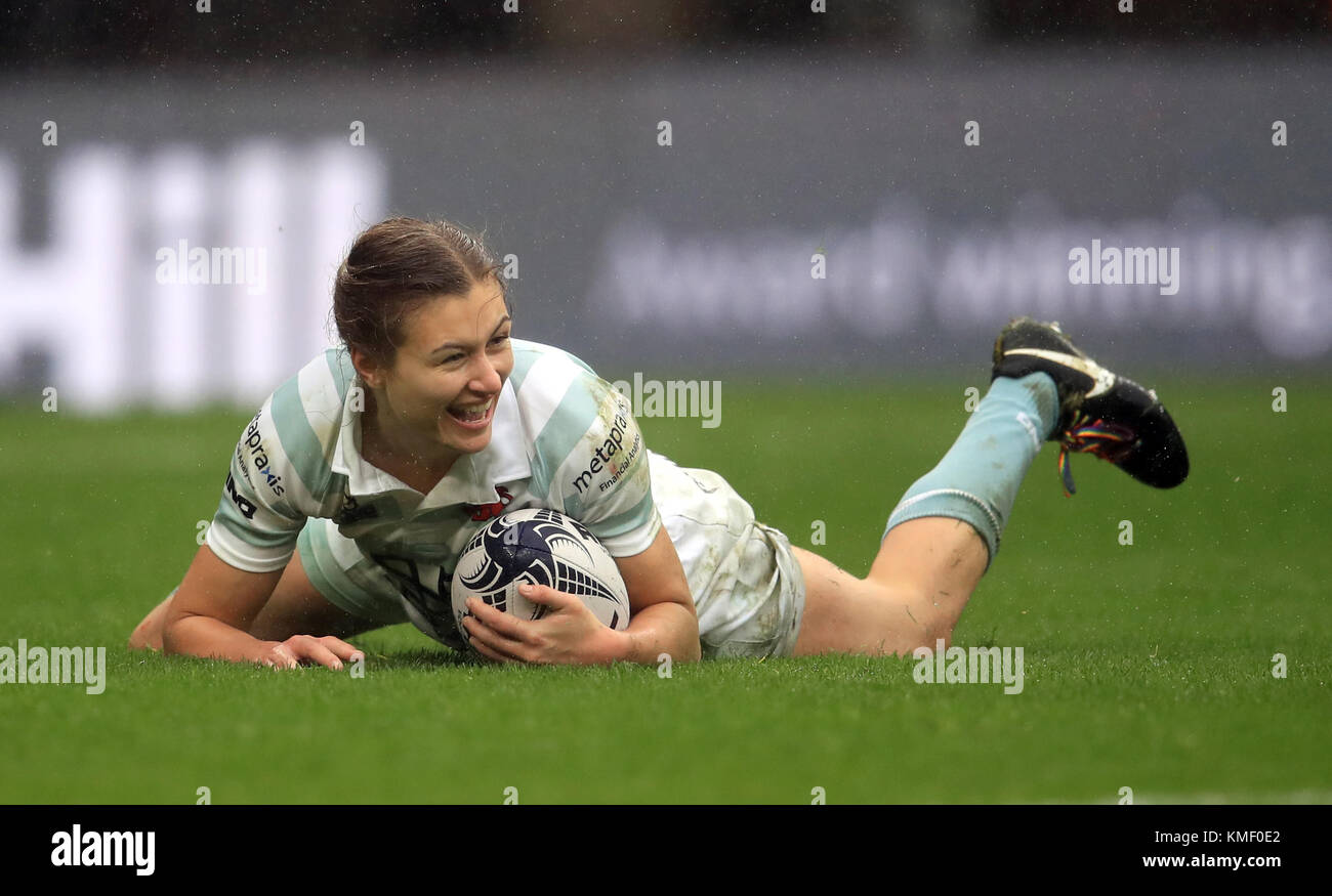 Cambridge's Lara Gibson scores a try during the 2017 Women's Varsity ...