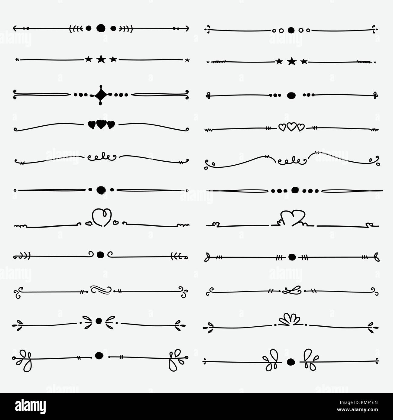 Set Of Decorative Calligraphic Elements For Decoration. Handmade Vector ...