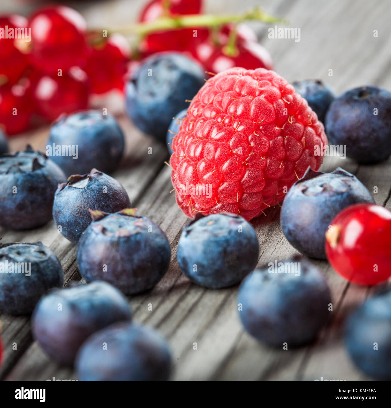 Fresh Berries and raspberry - Blueberries background closeup Stock ...