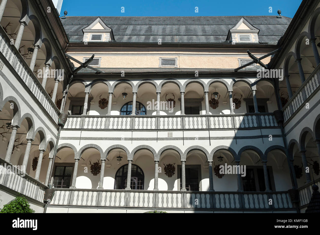 Greinburg Castle's courtyard, Grein, Perg District, Upper Austria ...