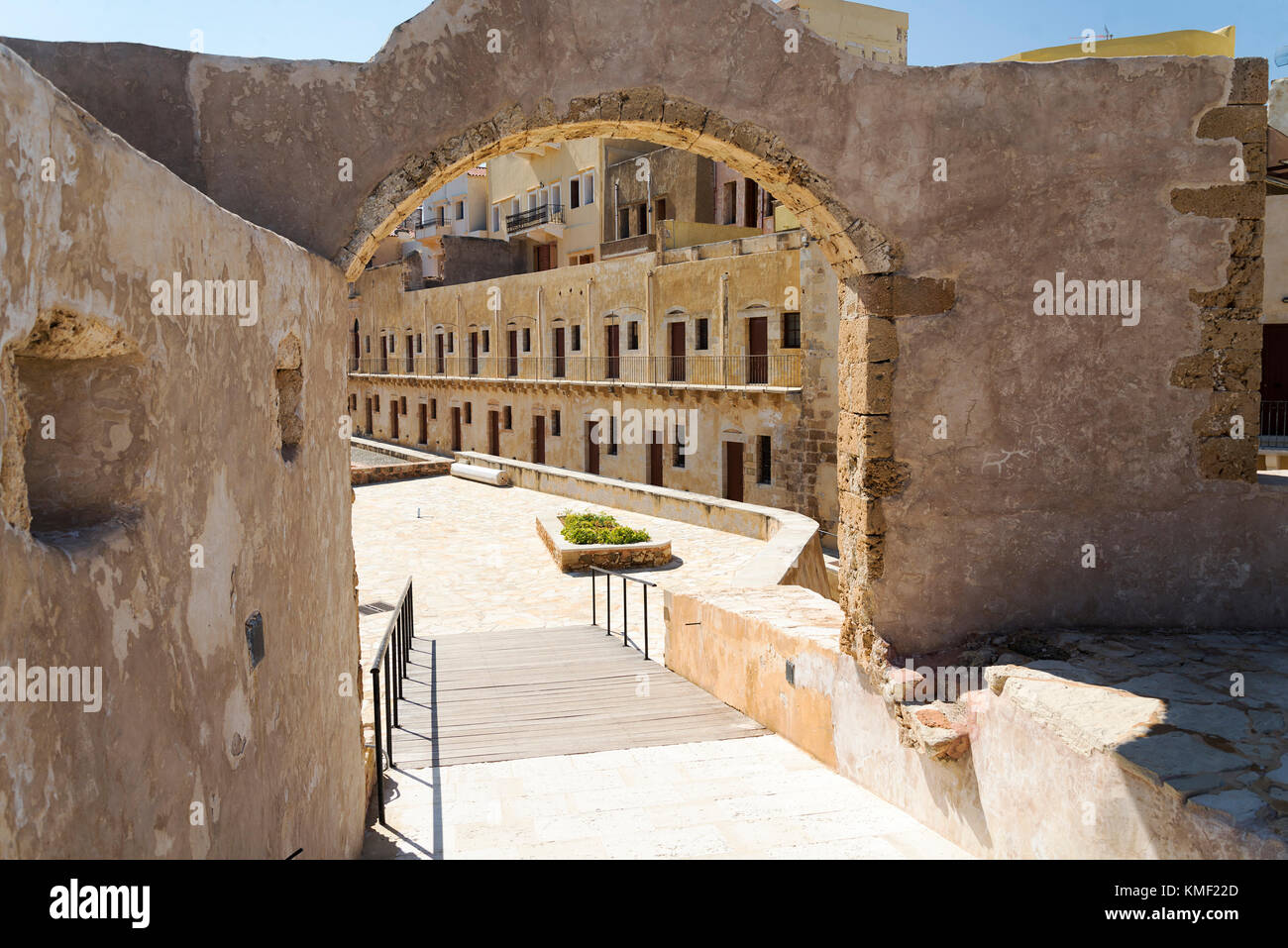 The arch in the building. The architecture of the city of Chania. The ...