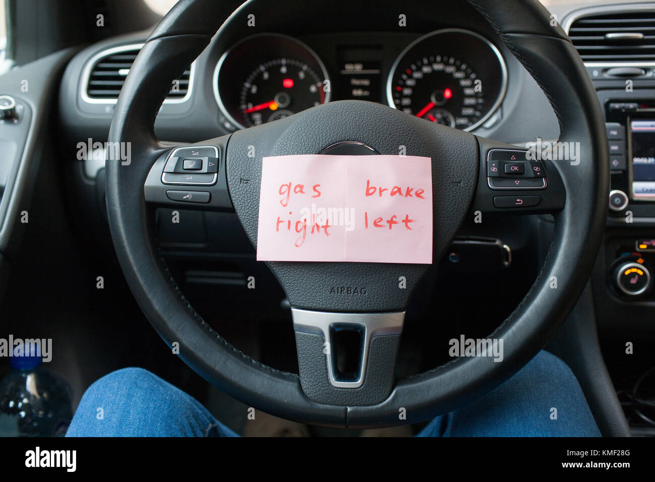 sheets of paper with a reminder where the gas, and where to brake the ...