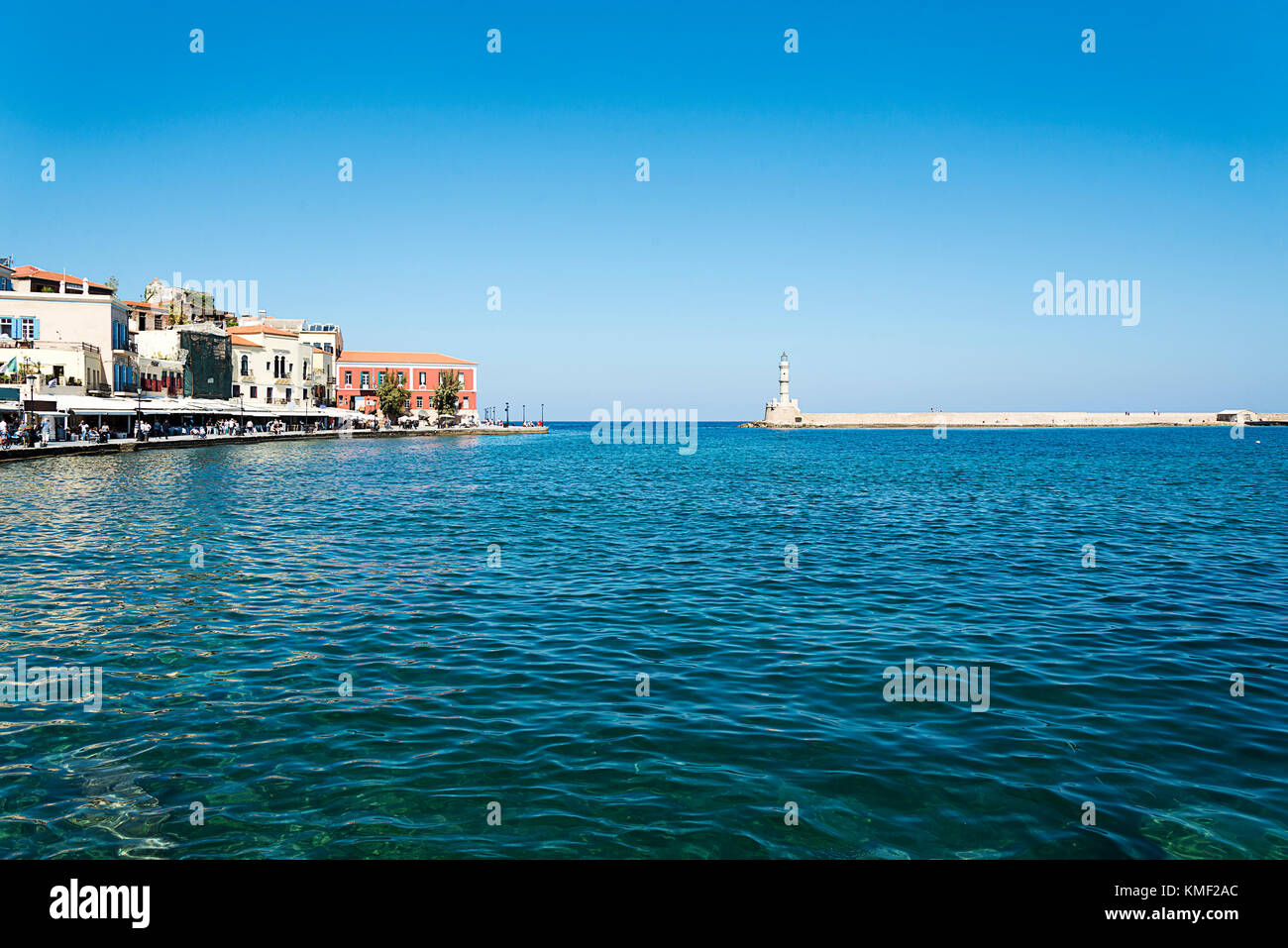 Lighthouse in Chania town. Good, Sunny weather. The island of Crete ...