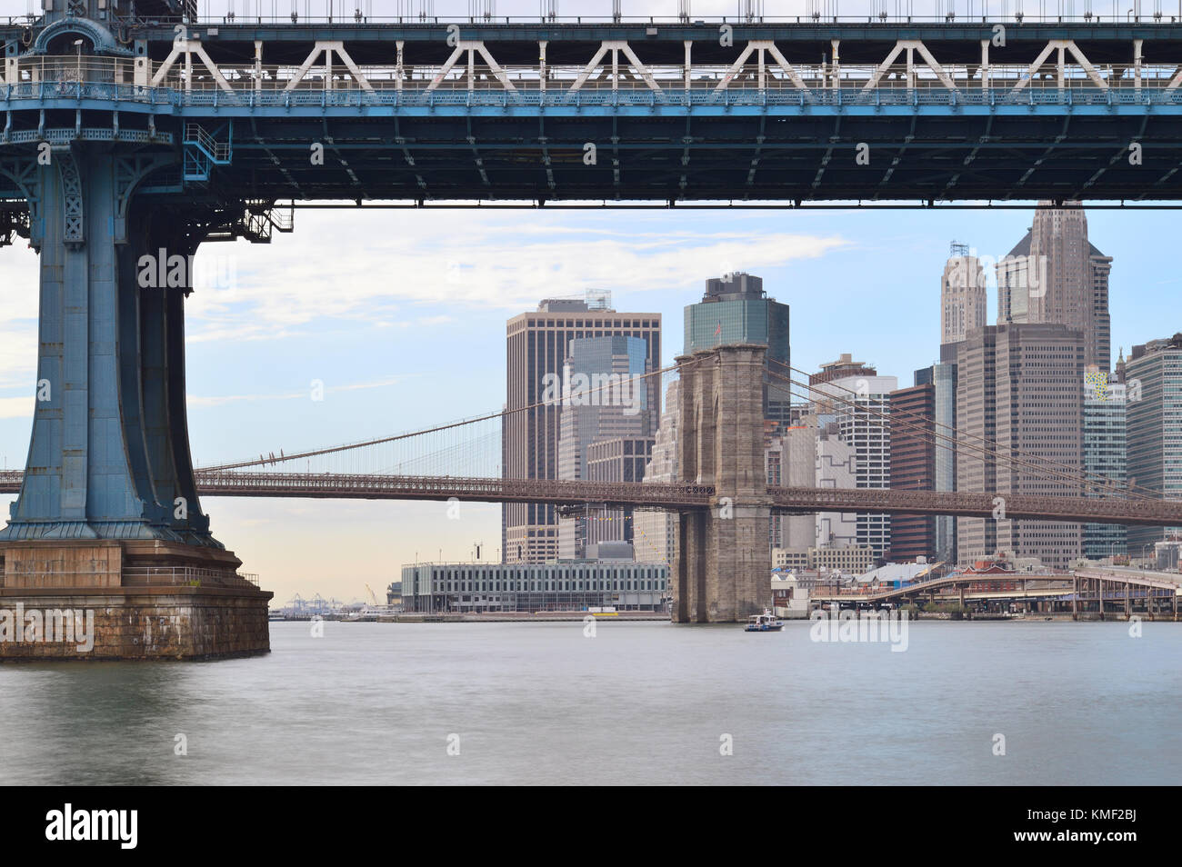 View of two bridges on the East River Stock Photo - Alamy