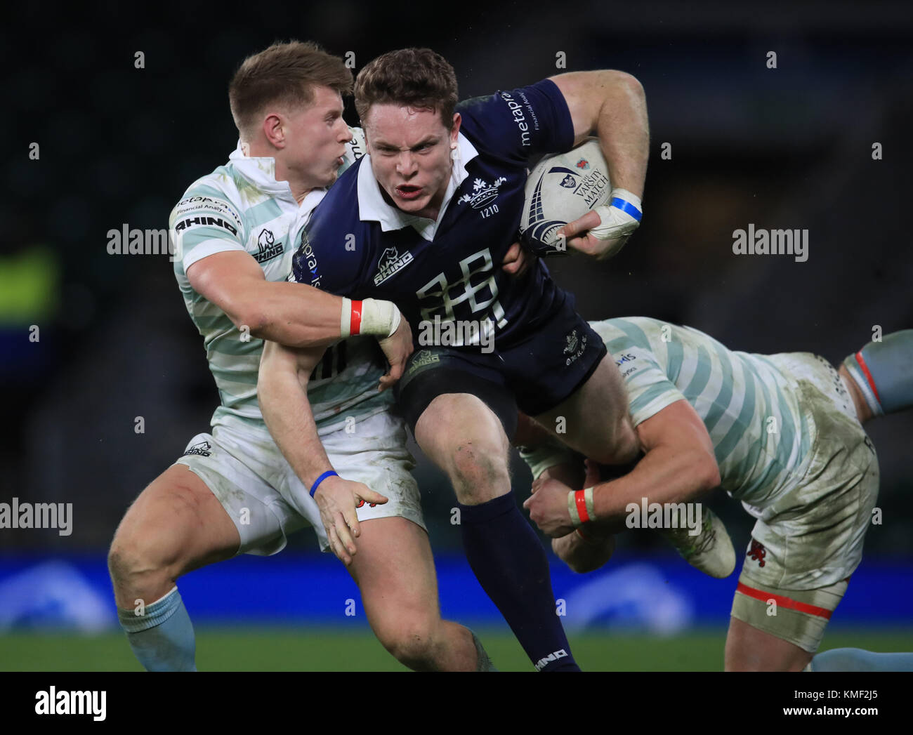 Cambridge's Archie Russell and Charlie Amesbury tackle Oxford's Tom ...