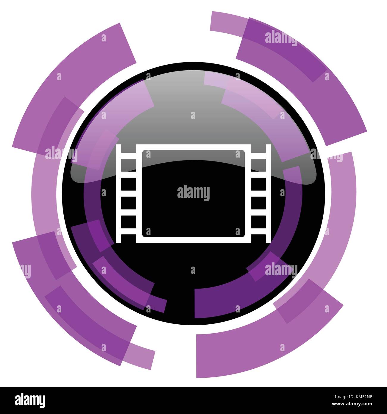 Movie pink violet modern design vector web and smartphone icon. Round ...