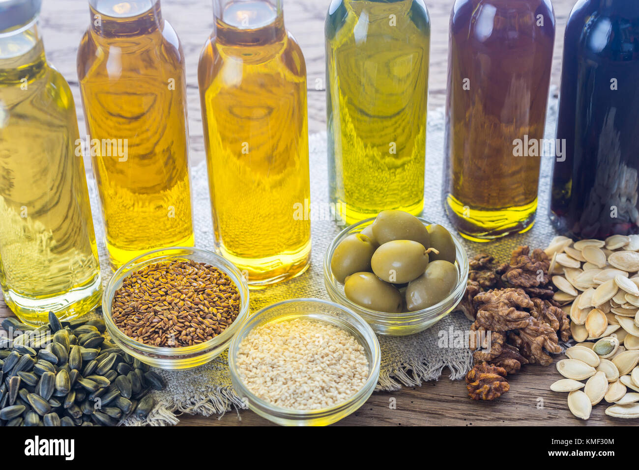 Bottles with different kinds of vegetable oil Stock Photo - Alamy