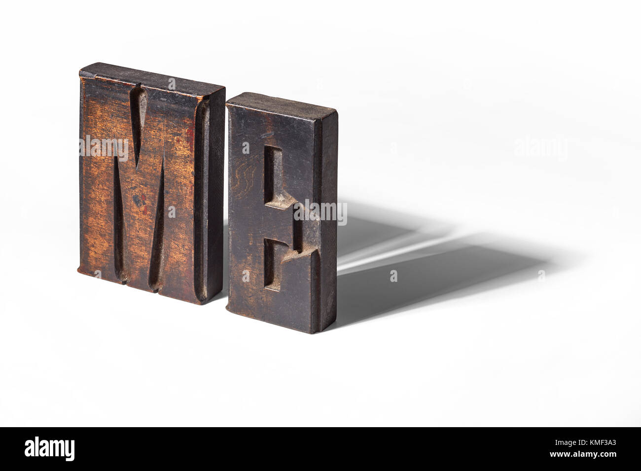 ME letters on a white background with shadows Stock Photo - Alamy