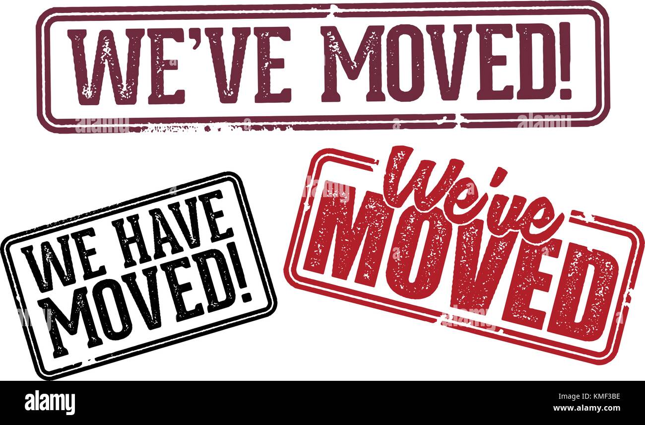 We've Moved Business Relocation Announcement Stamps Stock Vector Image ...