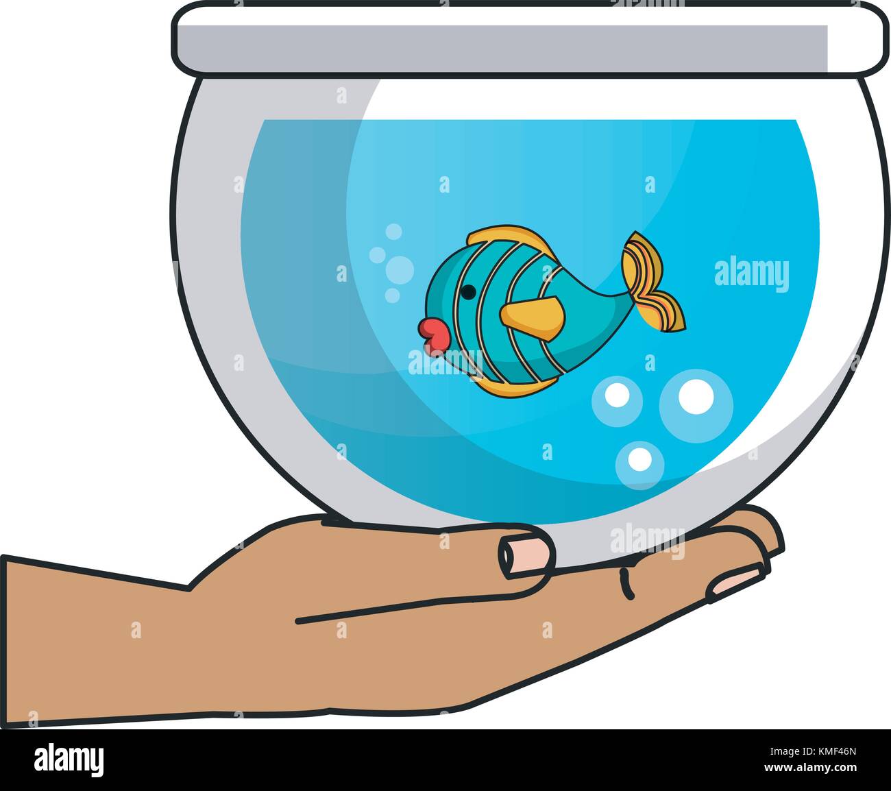 hand with fish in aquarium vector illustration design Stock Vector ...