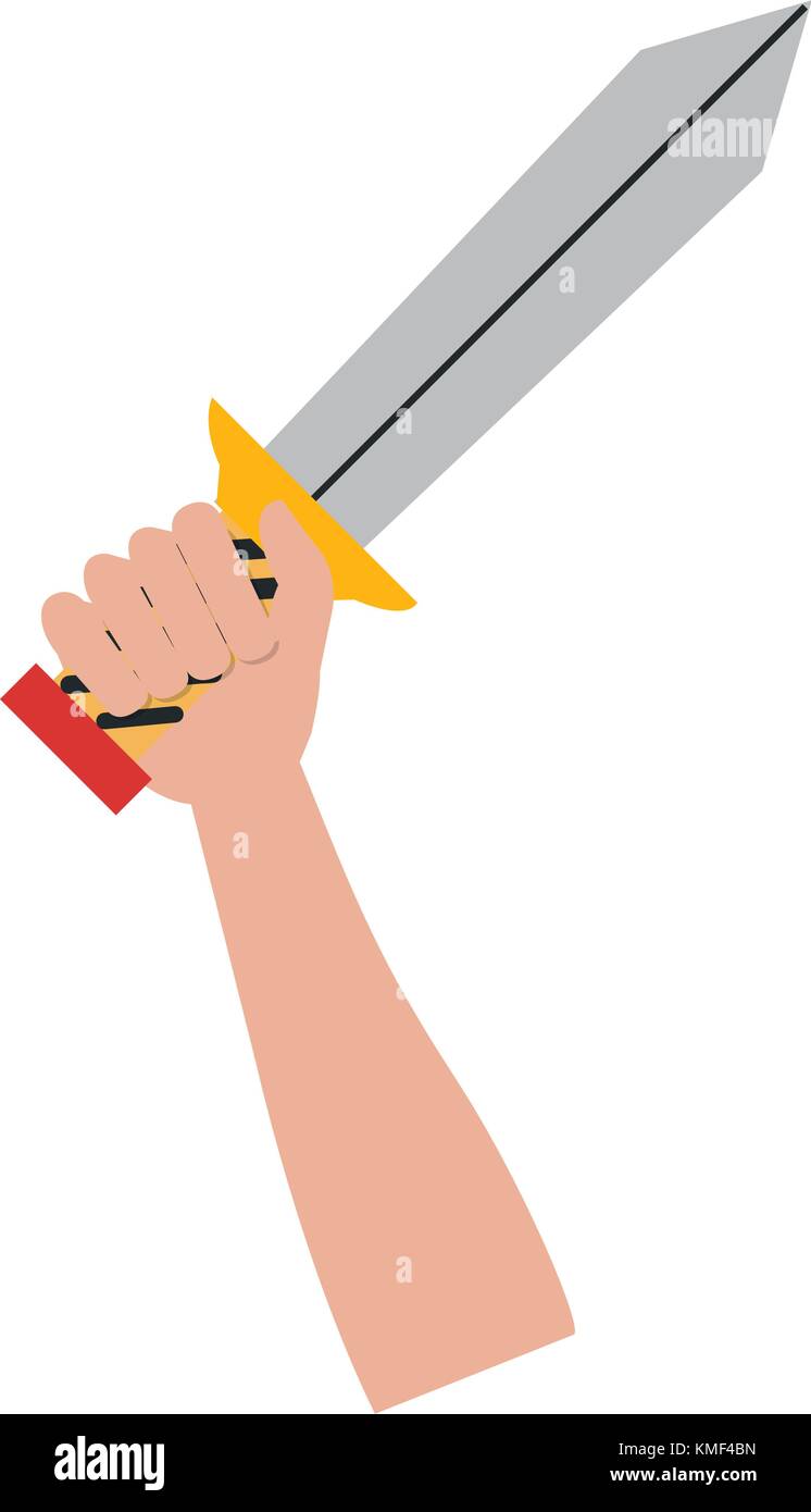 hand whit warrior sword vector illustration design Stock Vector Image ...