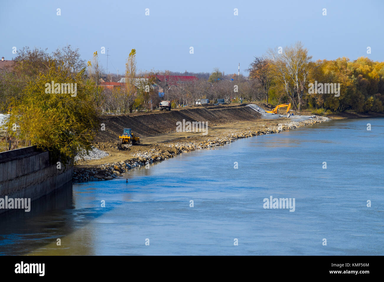 Slavyansk-na-Kubani, Russia - September 9, 2016: Works to strengthen ...