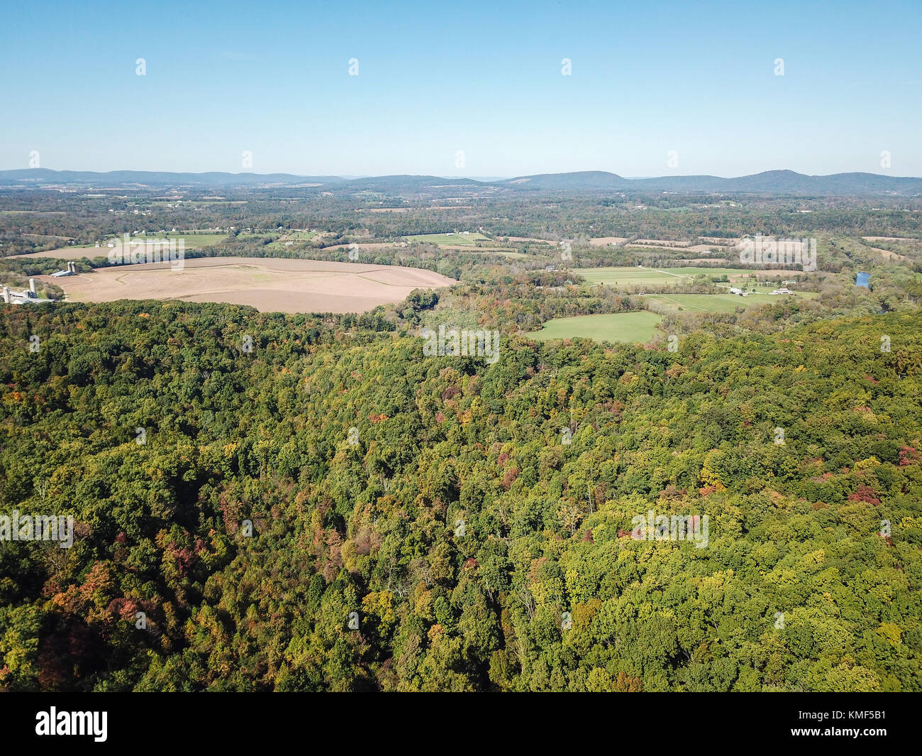Aerial of Country and Suburban Land In York, Pennsylvania during Fall ...