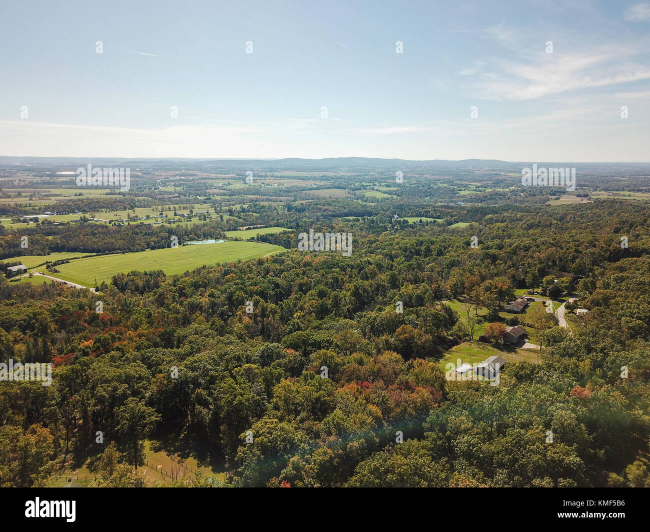Aerial of Country and Suburban Land In York, Pennsylvania during Fall ...