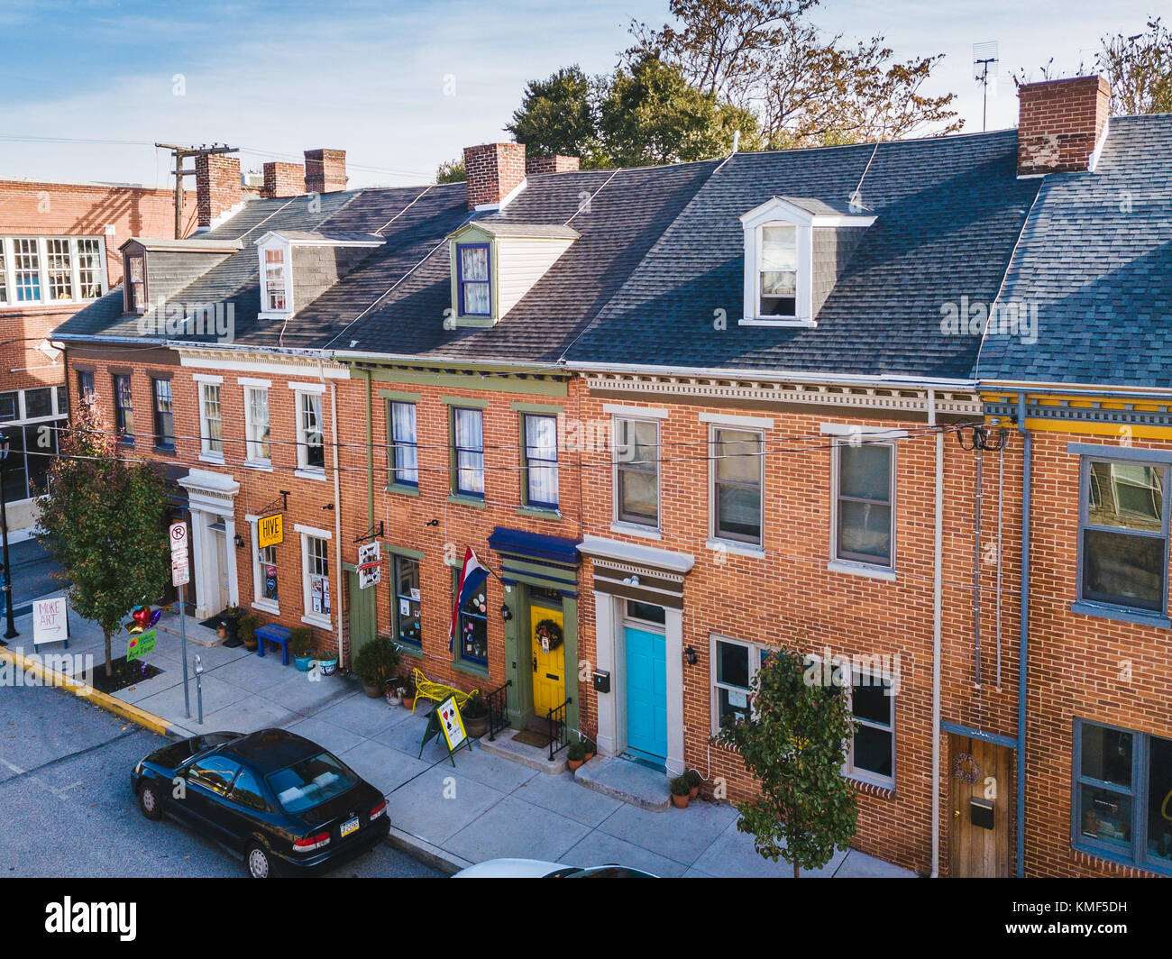 Aerial of Downtown York, Pennsylvania next to the Historic District in ...