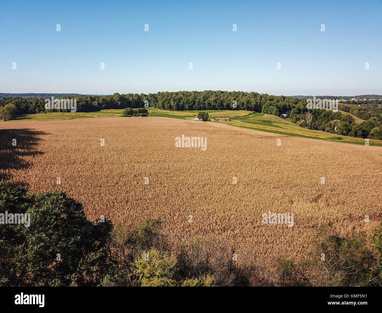 Aerial of New Freedom and surrounding Farmland in Southern Pennsylvania ...