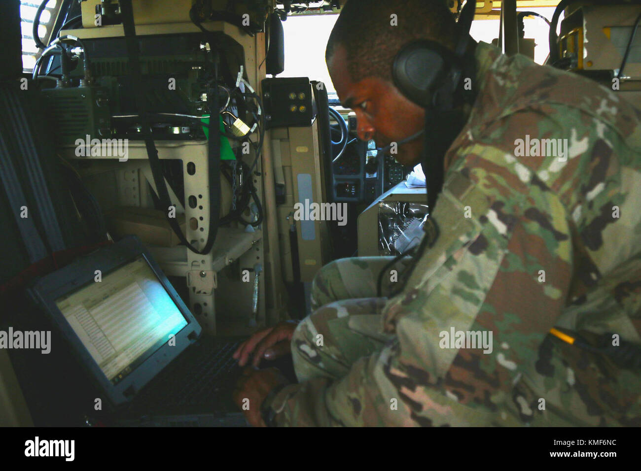 Sgt. 1st Class Douglas King, communication section chief, 4th battalion ...