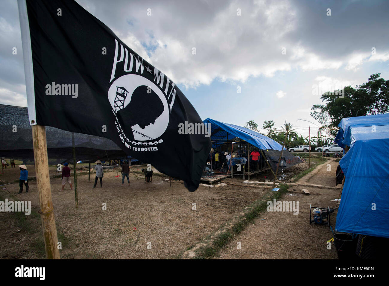 The POW/MIA flag is displayed during a recovery mission conducted by ...