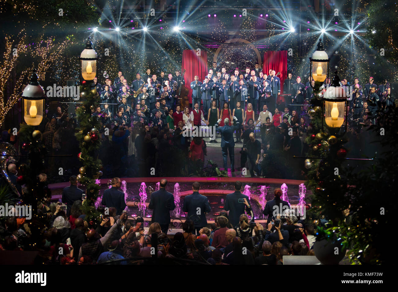 The U.S. Air Force Band participates in a flash mob at the Gaylord ...