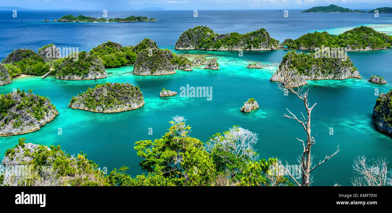 View from the Top in Piaynemo Island Raja Ampat West Papua Indonesia ...