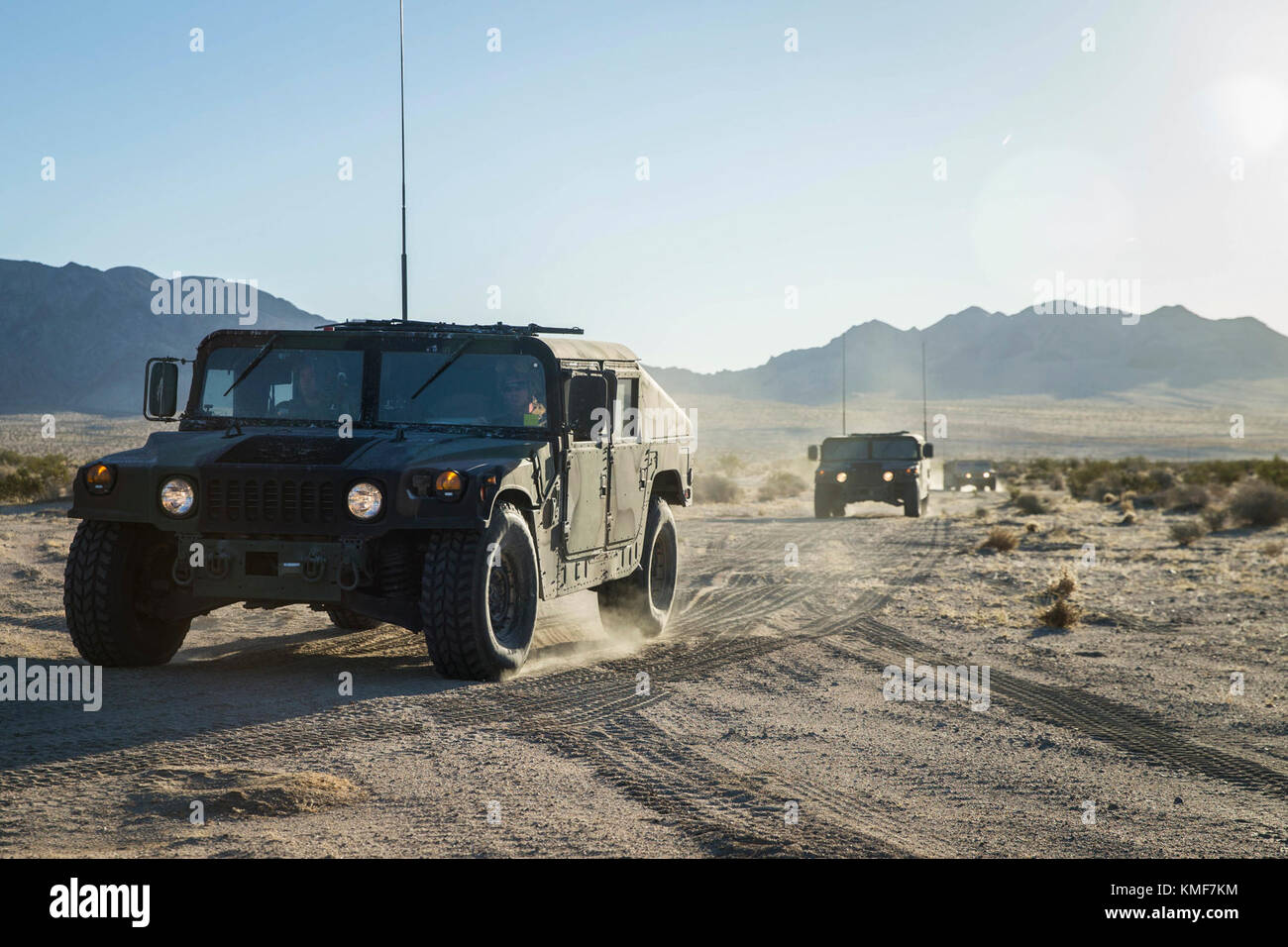 U.S. Marine Corps Humvees with 1st Tank Battalion, 1st Marine Division ...