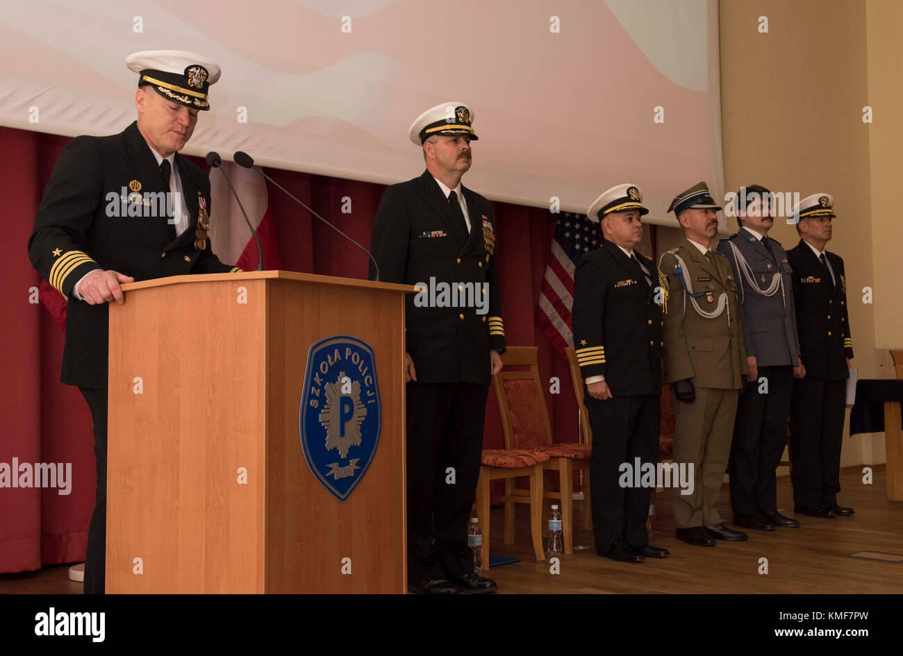 Capt. Rick Gilbert speaks during the Naval Support Facility (NSF ...
