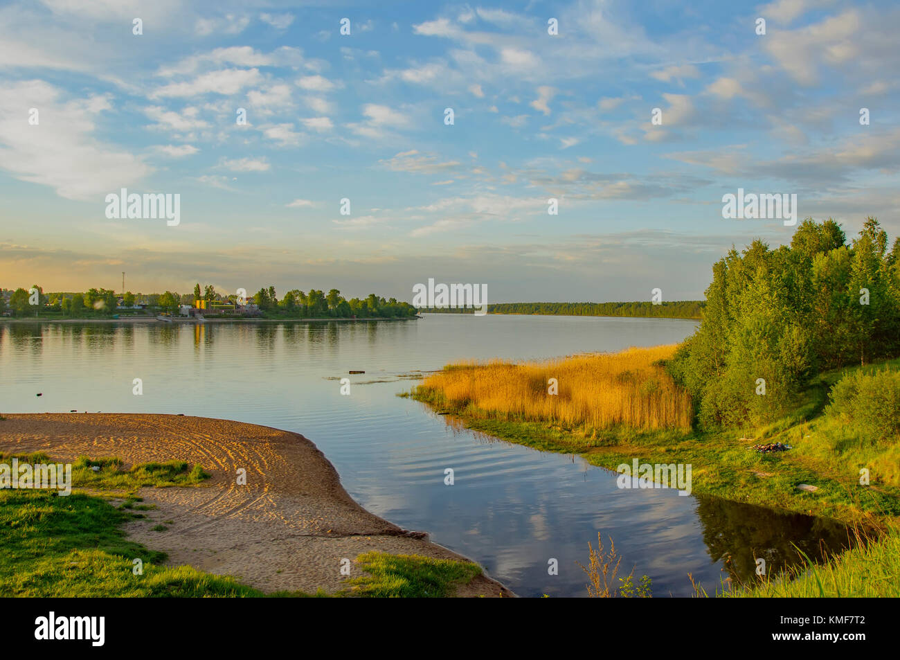 Spring evening on the banks of the river Neva Stock Photo - Alamy
