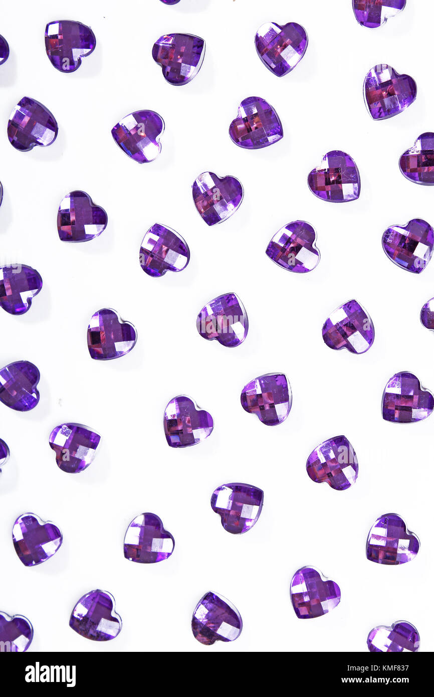 Rhinestone purple background. Heart shape texture as backdrop isolated ...