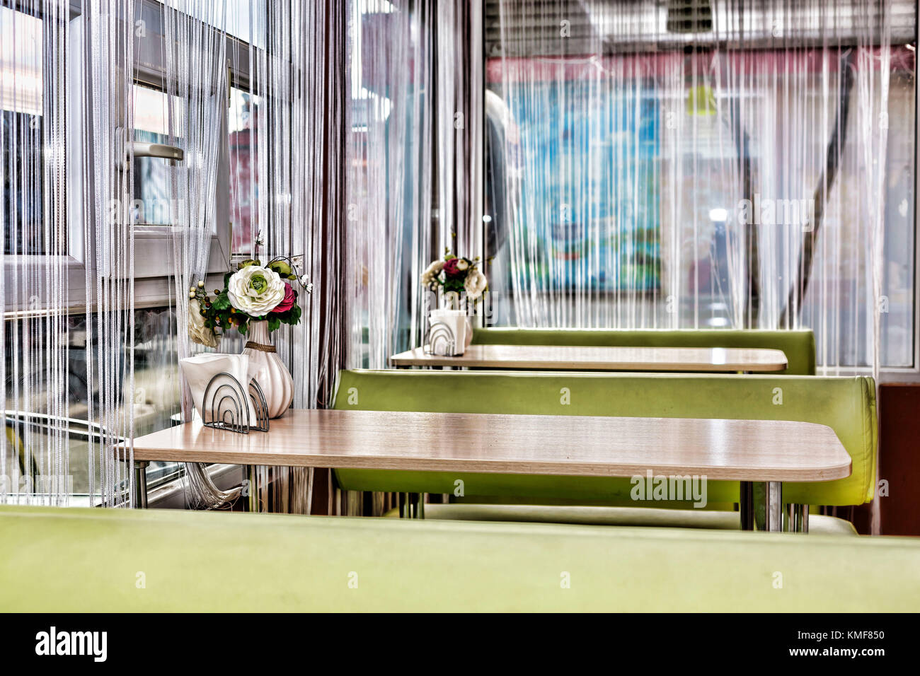 Interior of a modern cafe. New luxury boutique restaurant, buffet with ...